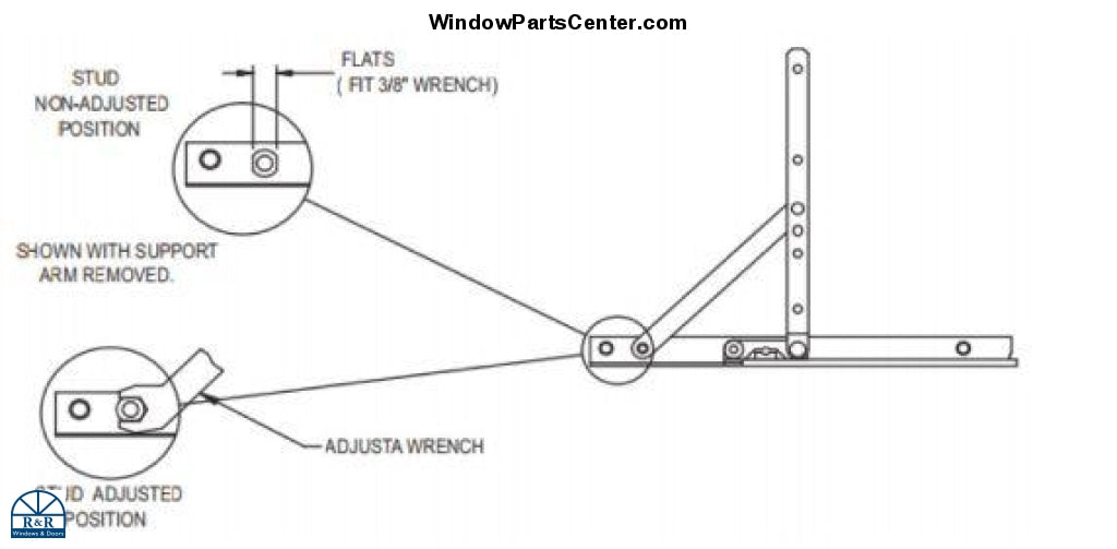 Wrench 7/16" and 3/8" for Casement Hinge – R&R Windows & Doors