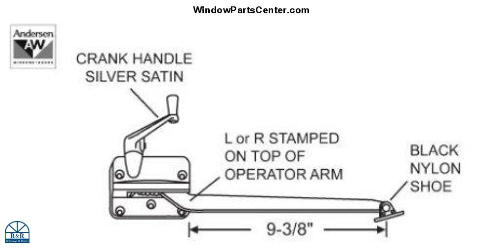 S1047 - Andersen Window Sill Mounted Casement Operator 9 3/8 Inch Stra ...